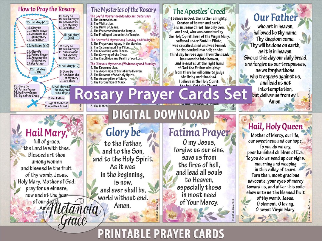 Rosary Prayer Cards, Mysteries of the Rosary, How to Pray the Rosary ...