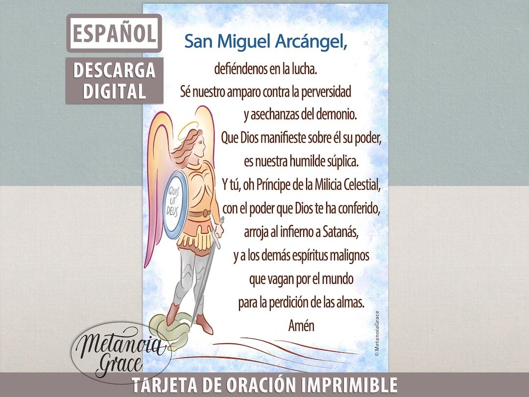 Oración a San Miguel Arcángel, Spanish Holy Michael Archangel Prayer ...