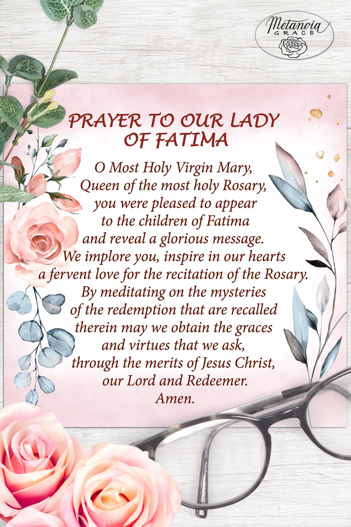 5 Fatima Prayers Cards Set, Our Lady of Fatima Prayer, Angels Prayer ...