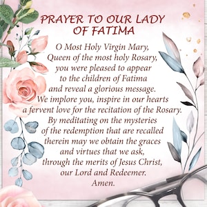 5 Fatima Prayers Cards Set, Our Lady of Fatima Prayer, Angels Prayer ...