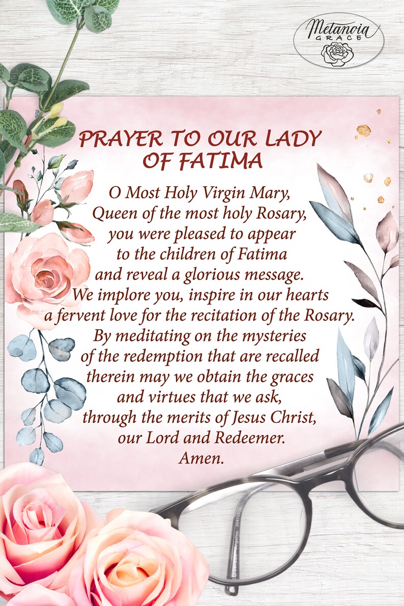 5 Fatima Prayers Cards Set Our Lady of Fatima Prayer Angels | Etsy UK