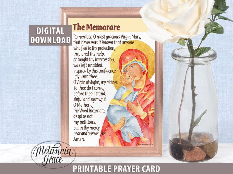 Memorare Prayer Card, Virgin Mary Intercession (digital Download) - Etsy