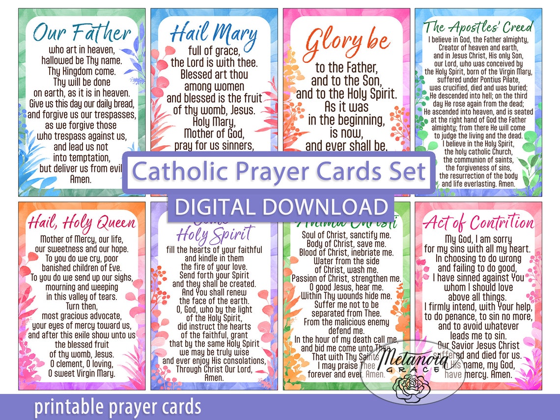 Popular Catholic Prayers Traditional Prayer Cards Printable - Etsy