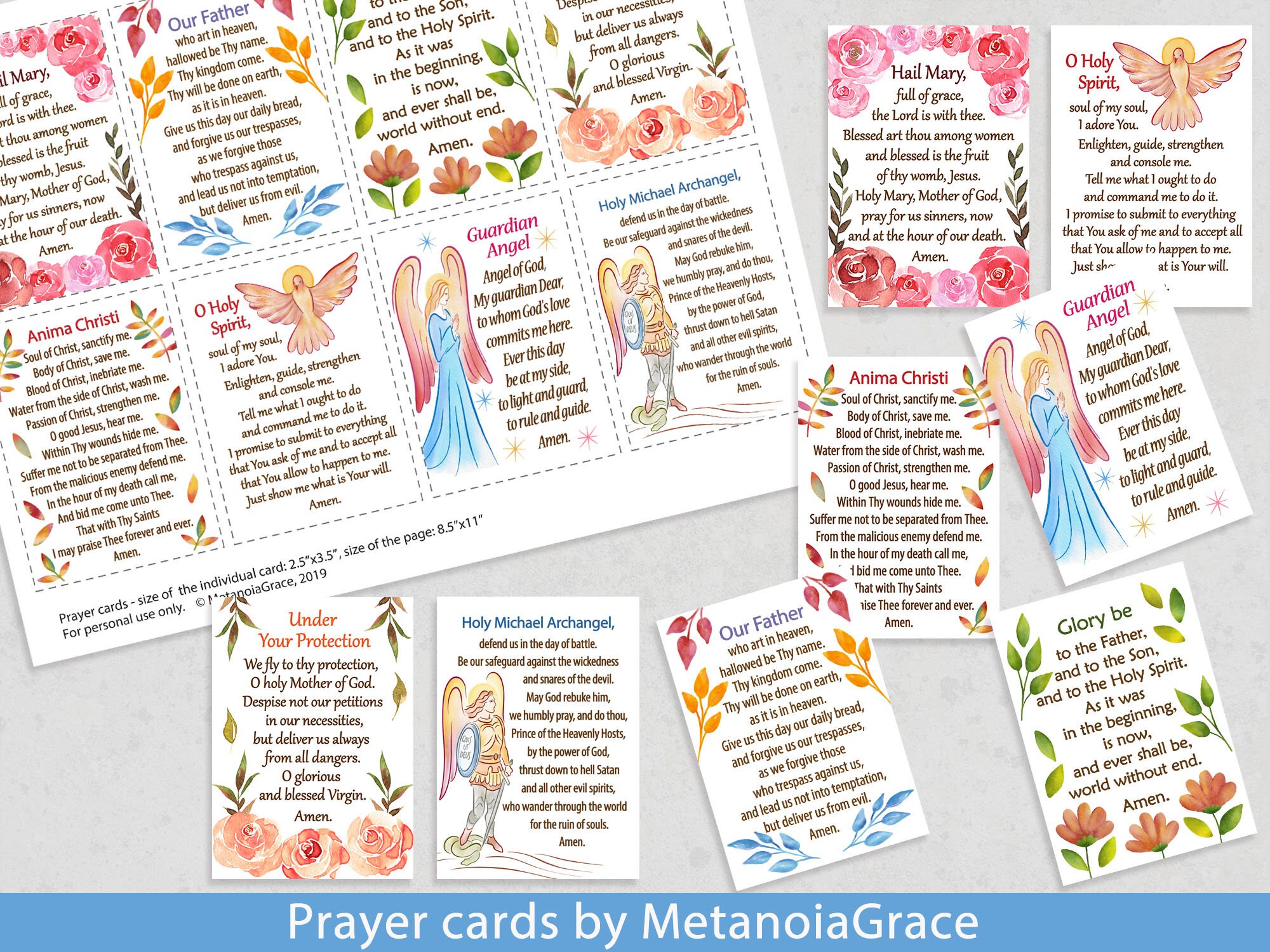 Printable Prayer Cards Hail Mary Our Father Glory Be - Etsy Canada