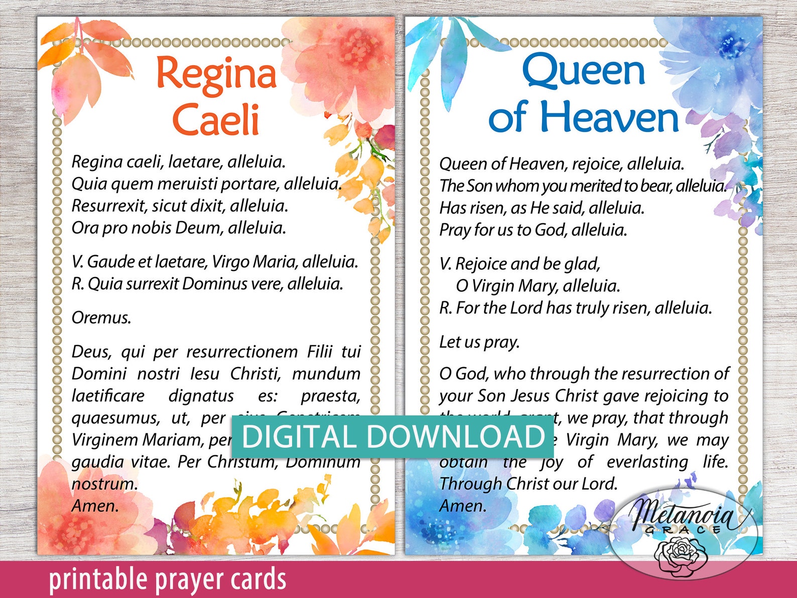 Regina Caeli Queen of Heaven Printable Prayer Card Catholic - Etsy