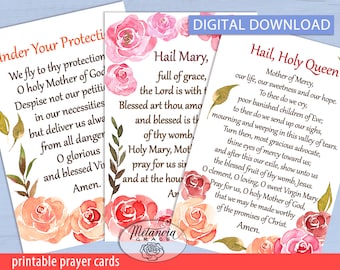 Hail Holy Queen Printable Prayer Card Salve Regina Virgin - Etsy