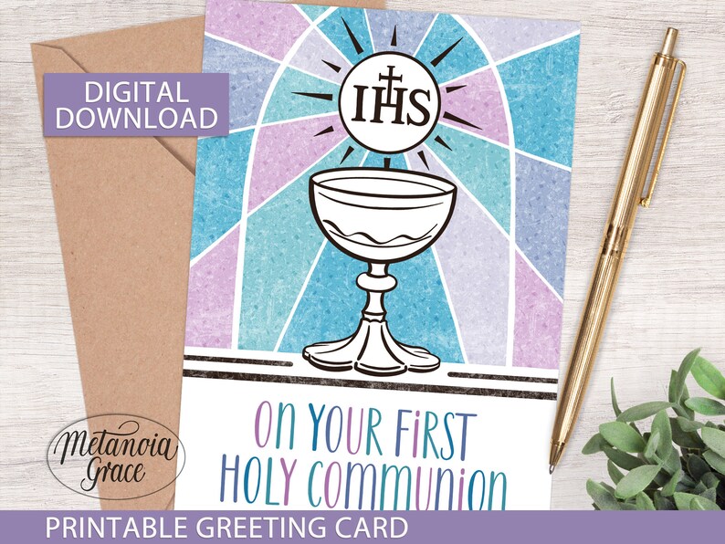 Catholic First Communion Printable Note Card Holy Communion - Etsy