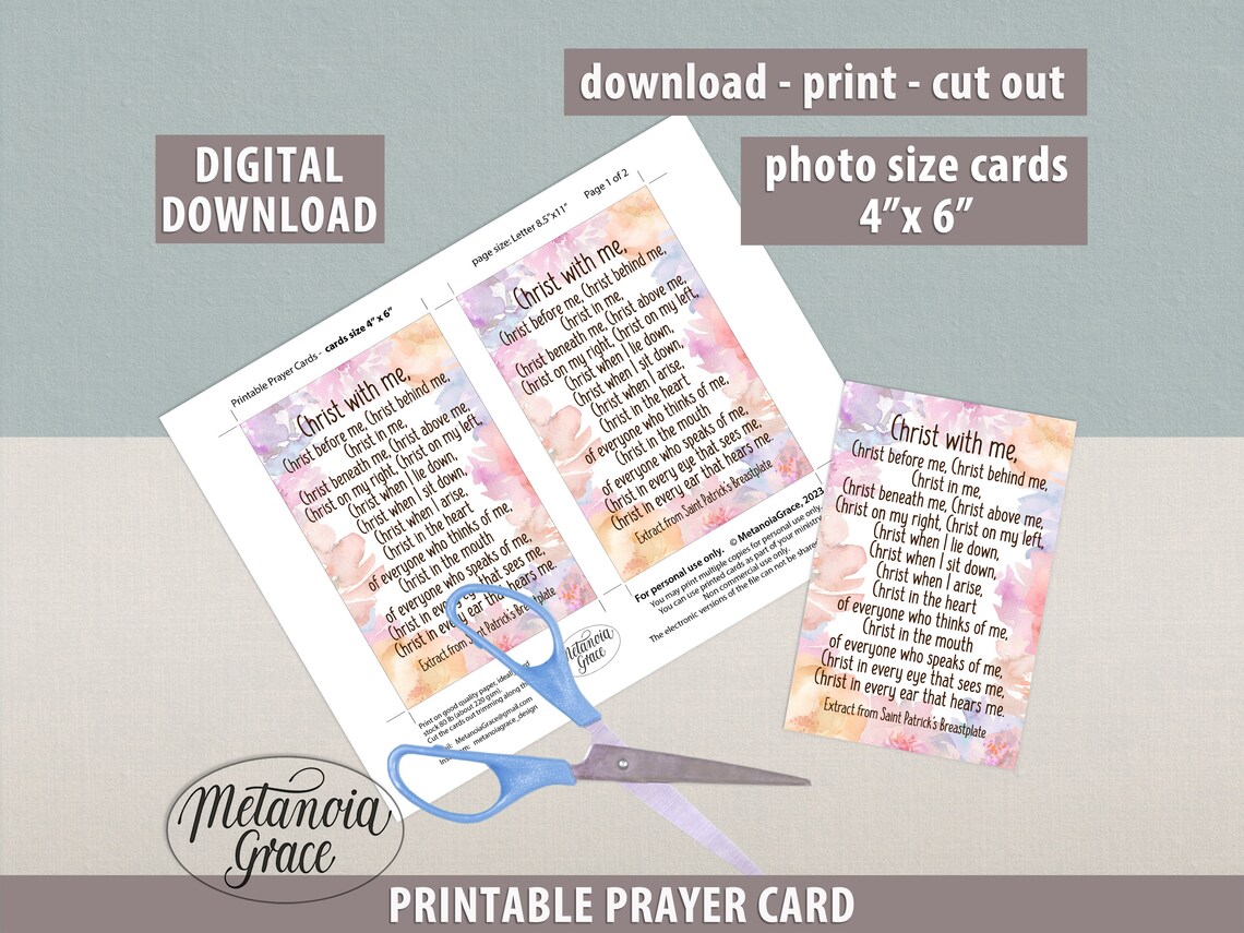 Christ With Me, Christ Before Me, Lorica Prayer Card, St. Patrick ...