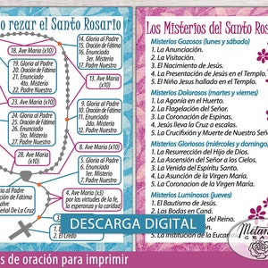 Spanish Rosary Prayer Cards, Printable Holy Rosary Guide, How to Pray ...