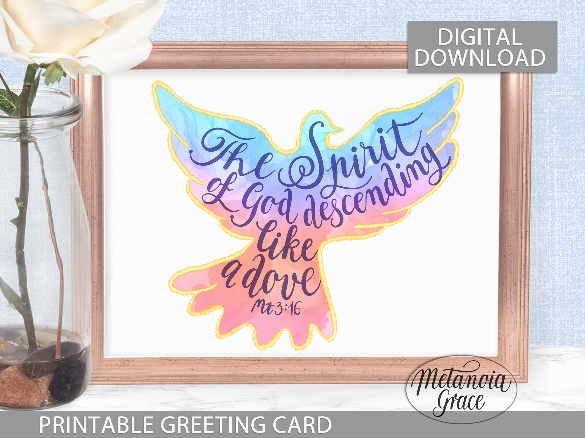 The Spirit of God Descending Like A Dove, Modern Printable Confirmation ...