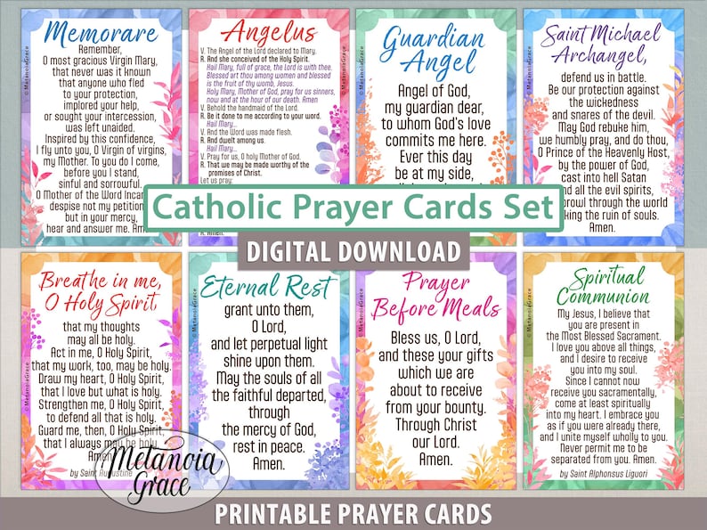 Printable Catholic Prayers Set, Memorare, Angelus, Eternal Rest Prayer ...