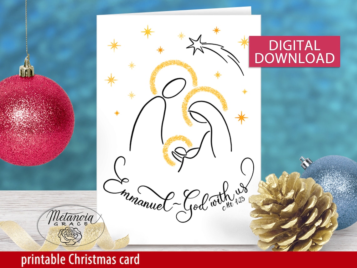 Printable Nativity Christmas Card Religious Christmas Card - Etsy
