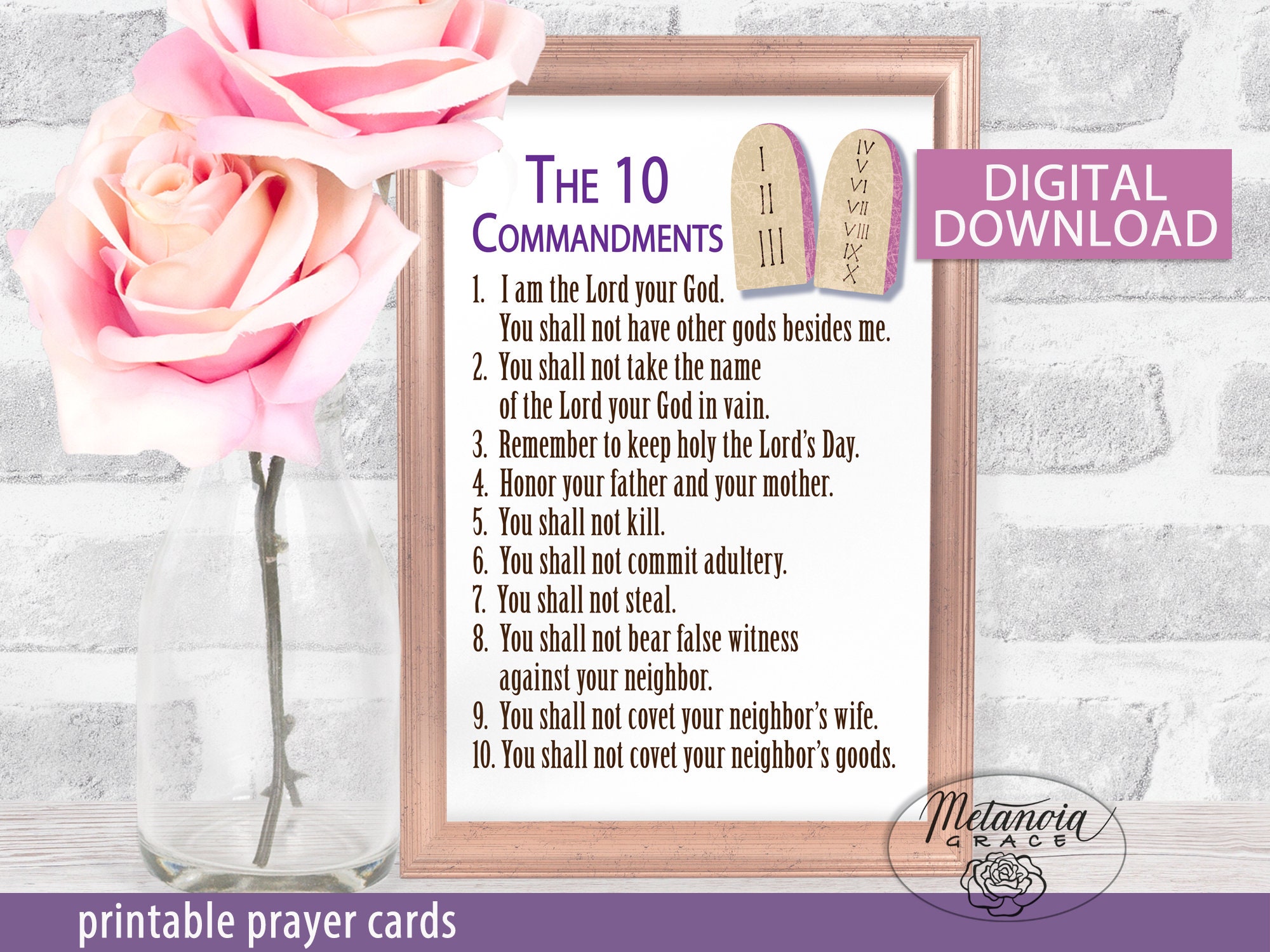 The Ten Commandments Prayer Card Printable Card 10 - Etsy UK
