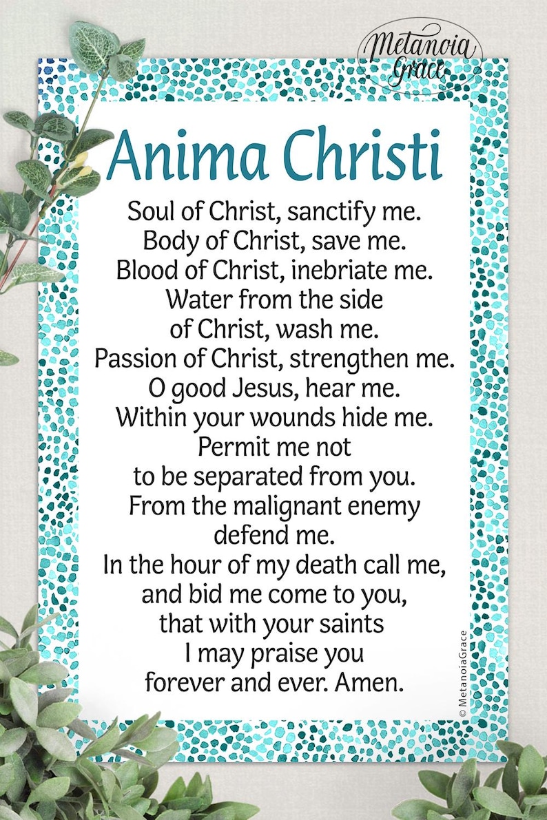 Anima Christi Prayer Card, Printable Soul of Christ Prayer, Traditional ...