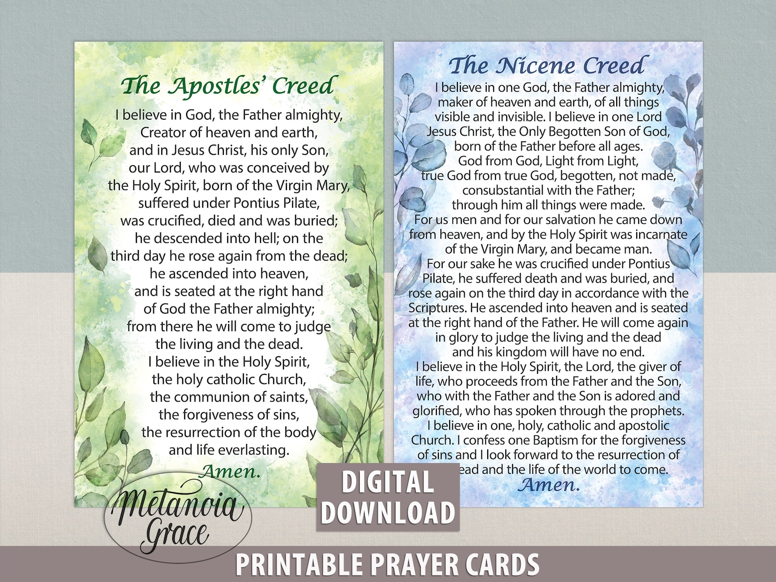 Nicene Creed, Apostles Creed, Printable Creed Prayer Cards, I Believe ...