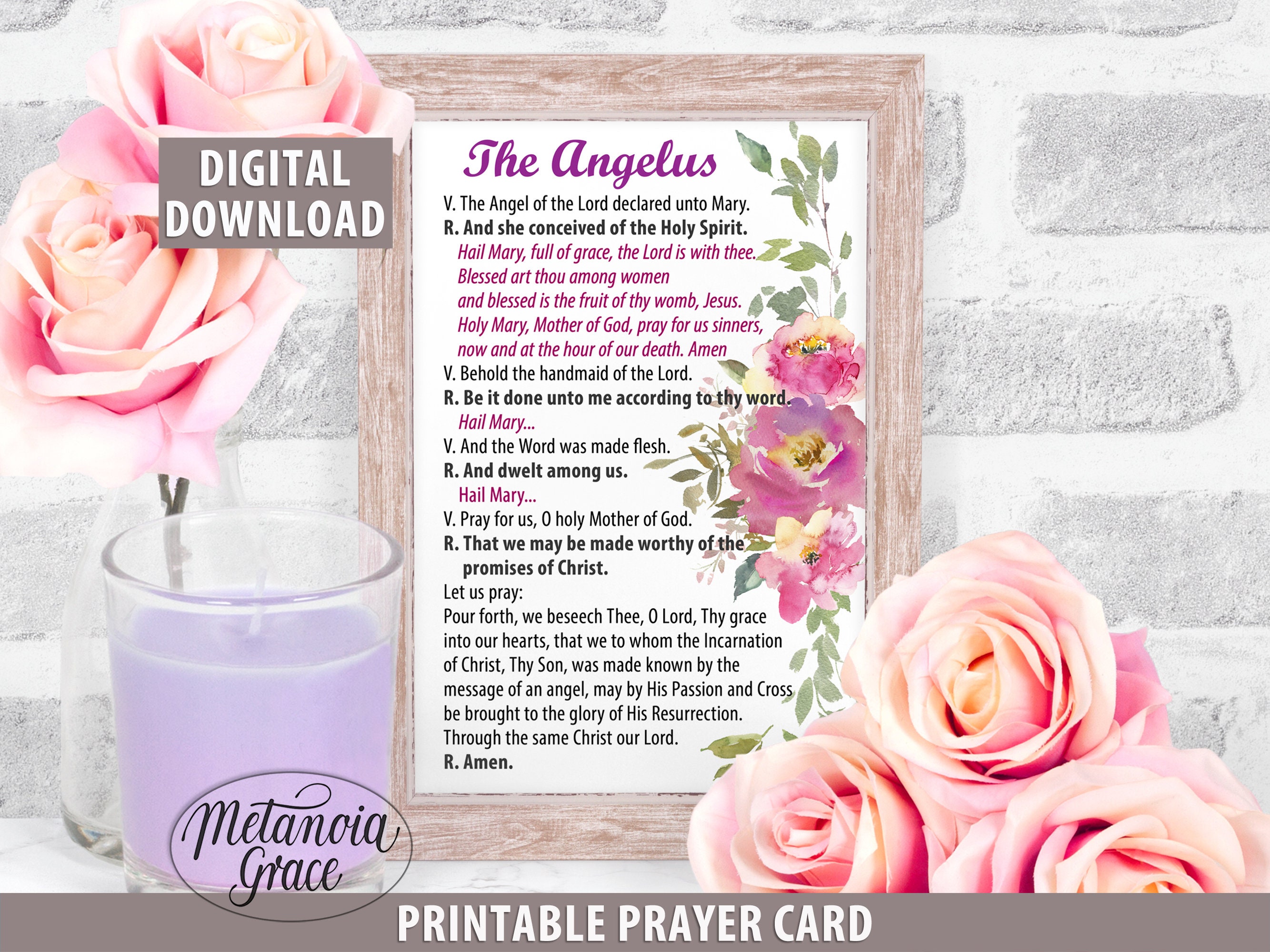 The Angelus Prayer Card, the Angelus Holy Card, the Angel of the Lord ...