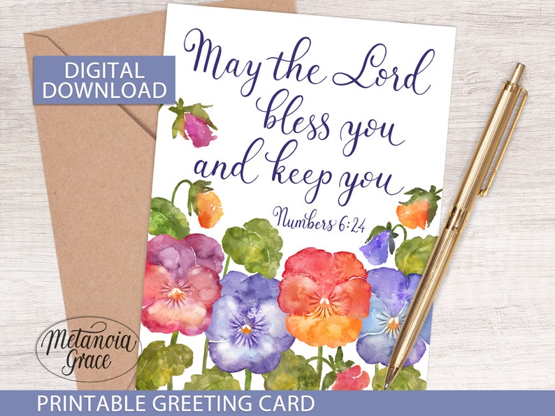 May the Lord Bless You and Keep You, Printable Blessing Note Card ...