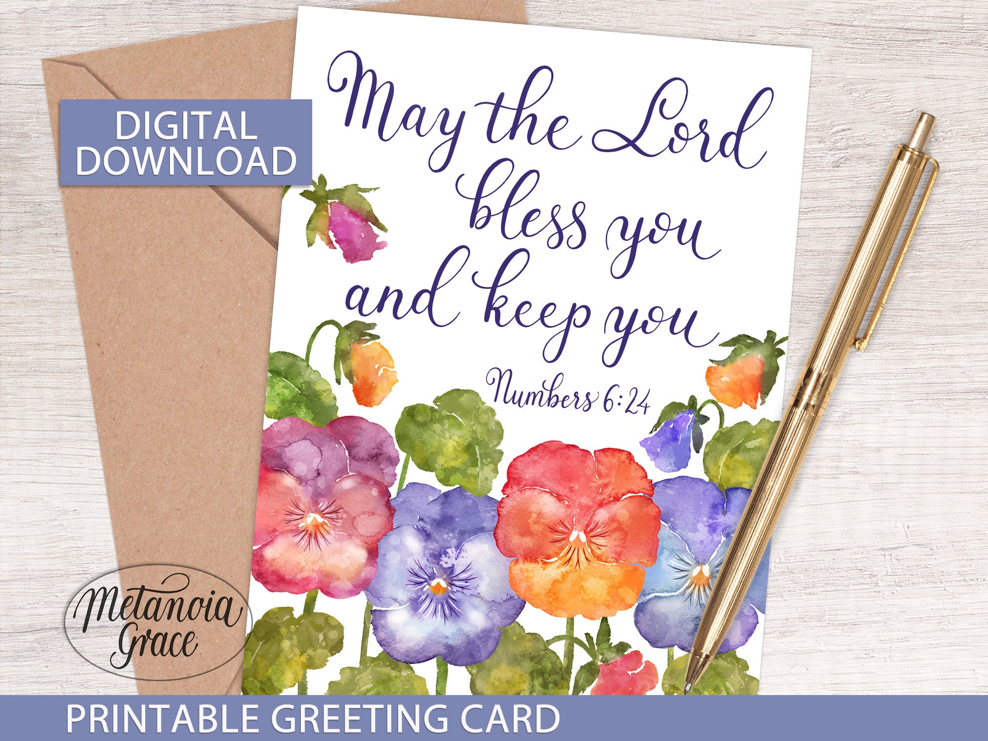 May the Lord Bless You and Keep You, Printable Blessing Note Card ...