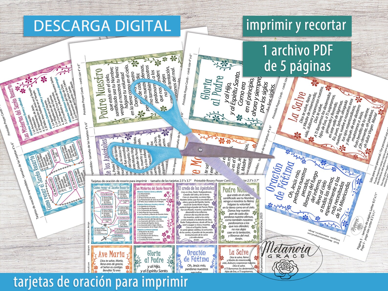 Spanish Rosary Printable Prayer Cards How to Pray the Rosary - Etsy