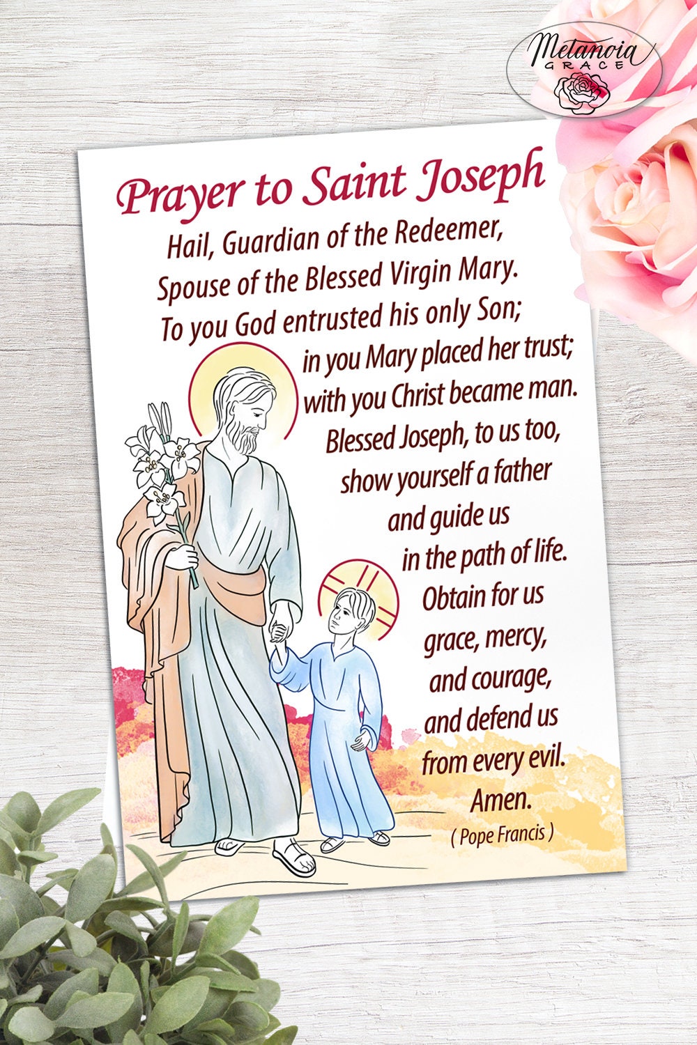 Saint Joseph Prayer Card Printable Prayer Card Pope Francis - Etsy Ireland