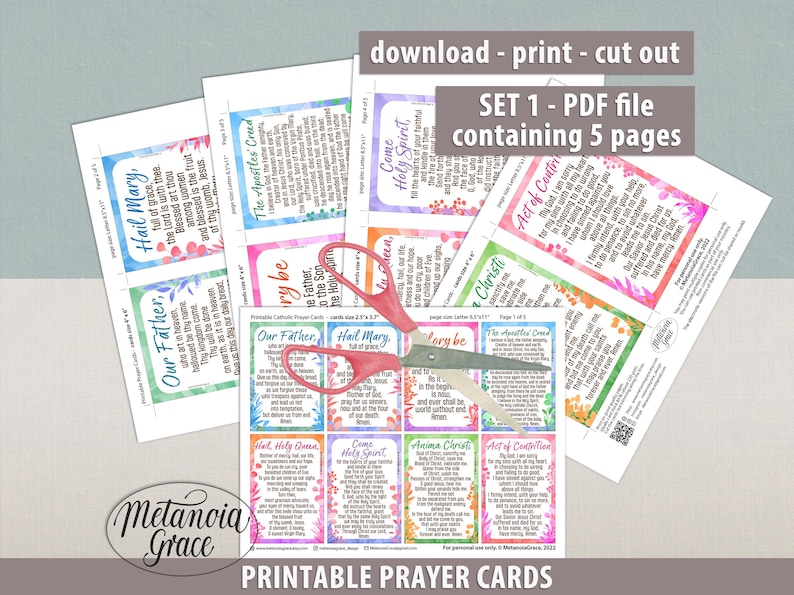 Popular Catholic Prayers Bundle, 16 Printable Prayer Cards, Daily ...