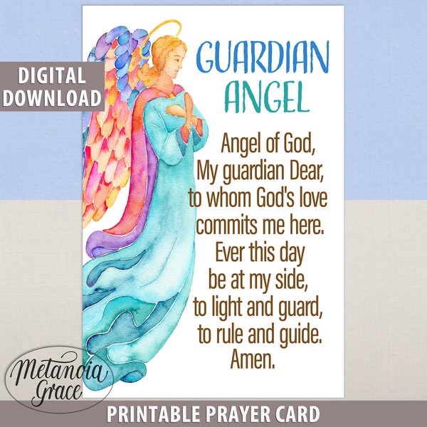 Angel of God Printable Prayer Cards - Etsy