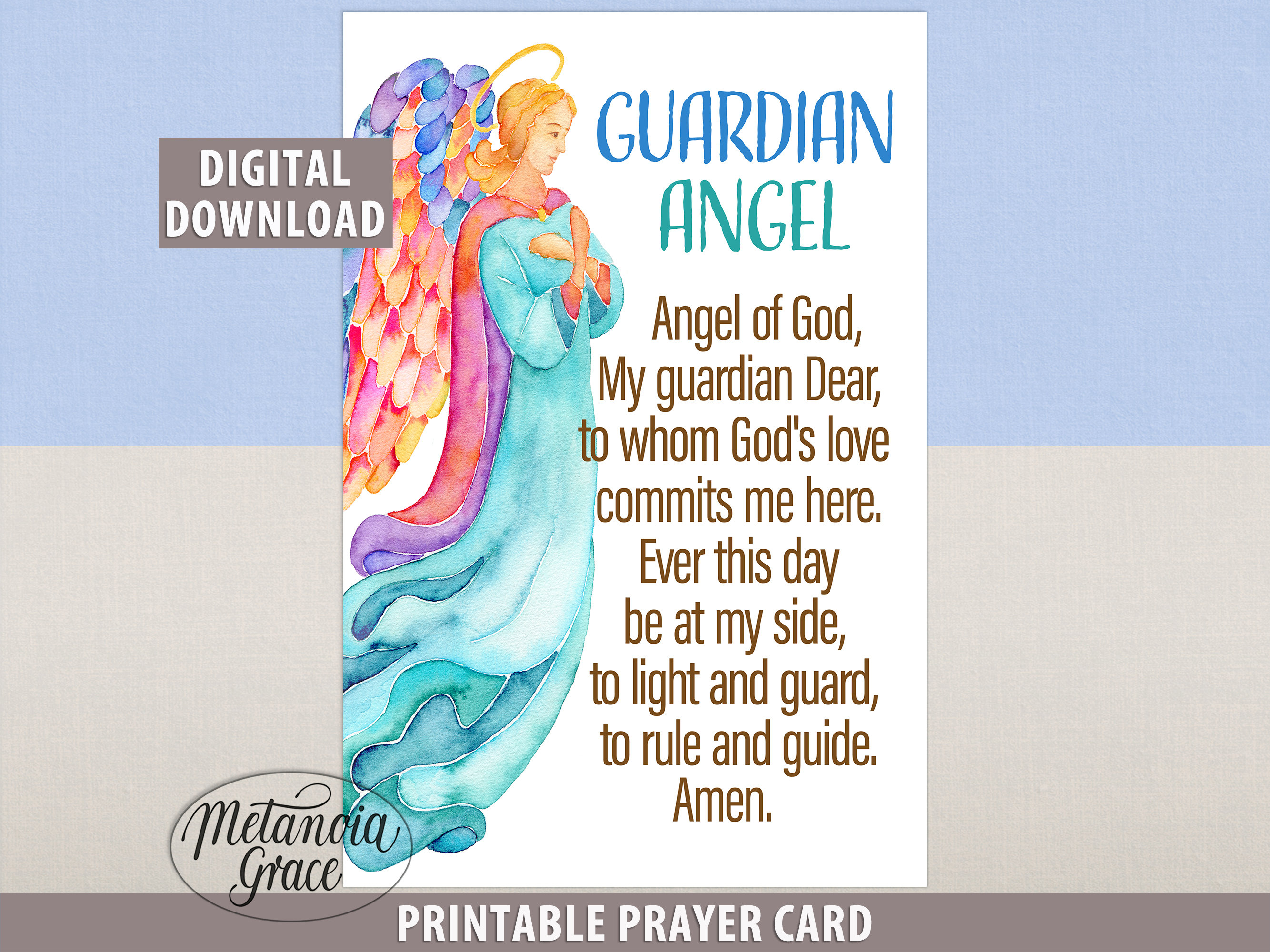 Guardian Angel Prayer Angel of God My Guardian Dear - Etsy