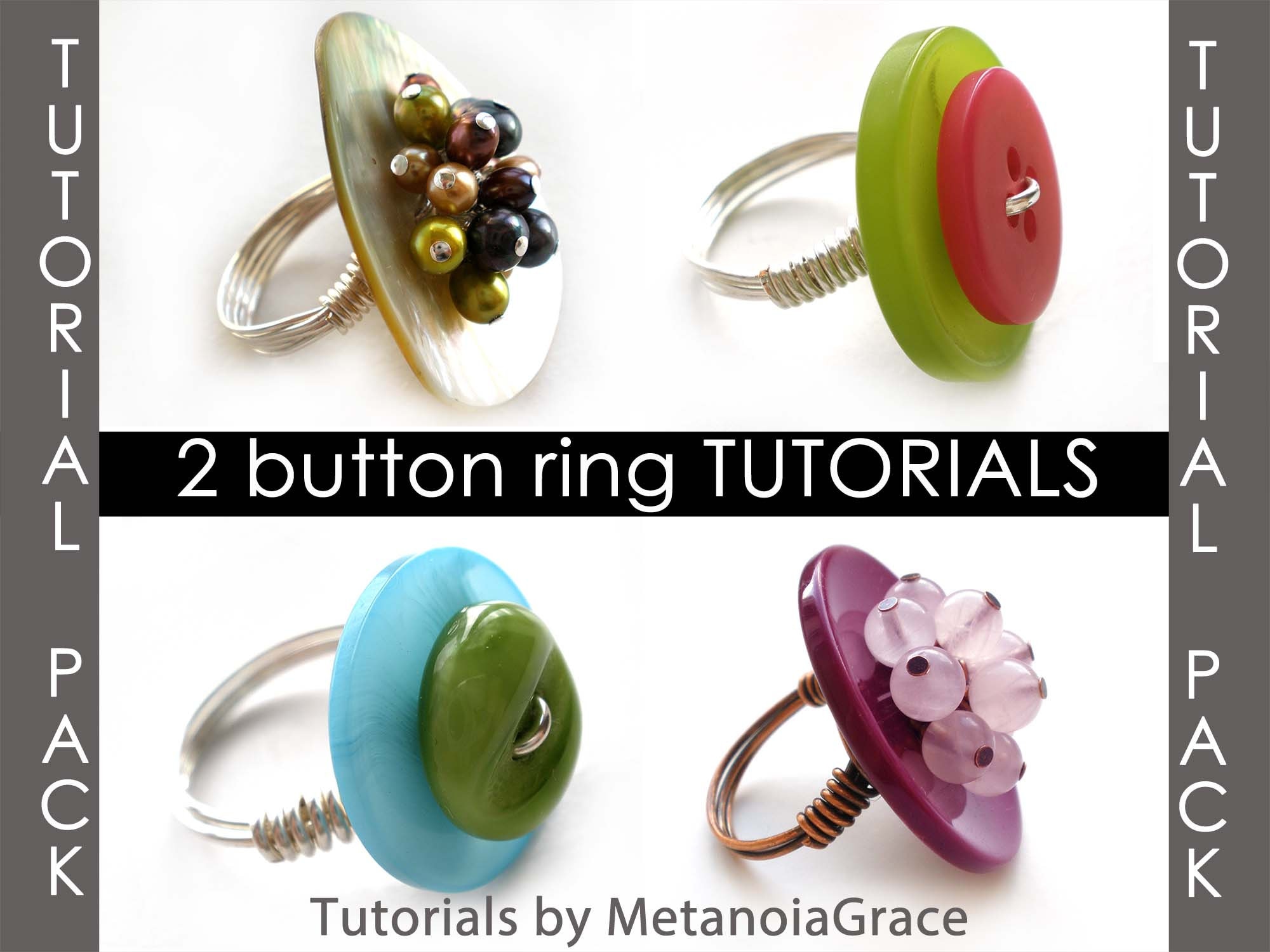 Button Ring Tutorial Sale Pack, Button Jewelry Tutorial, Button Ring Tutorial, Wire Ring ...