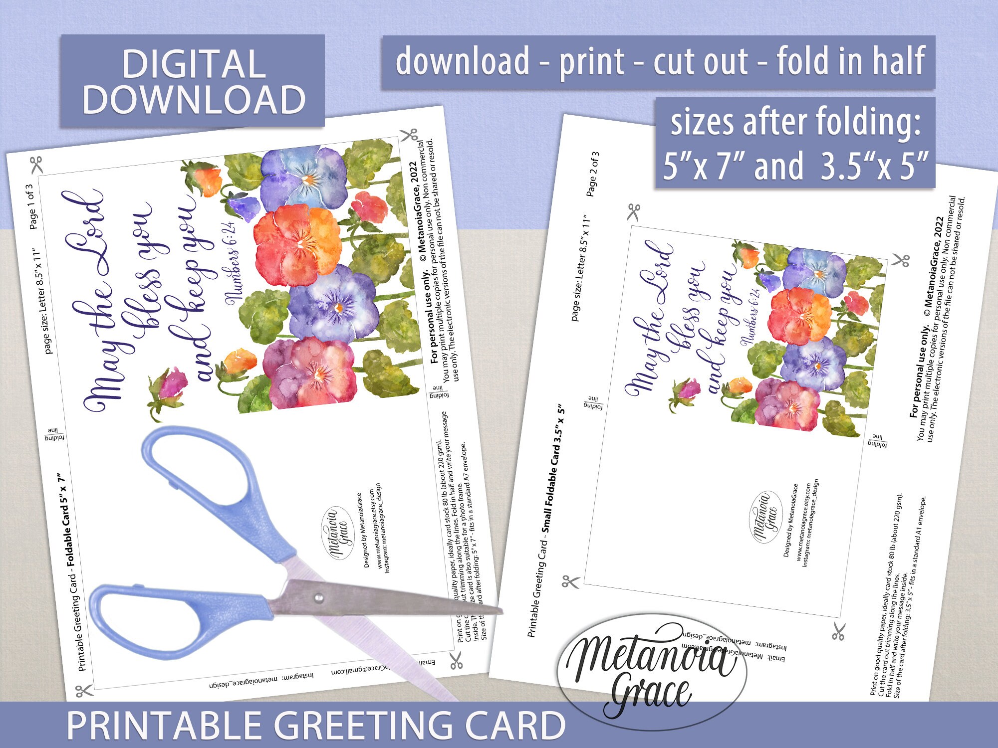 May the Lord Bless You and Keep You, Printable Blessing Note Card ...