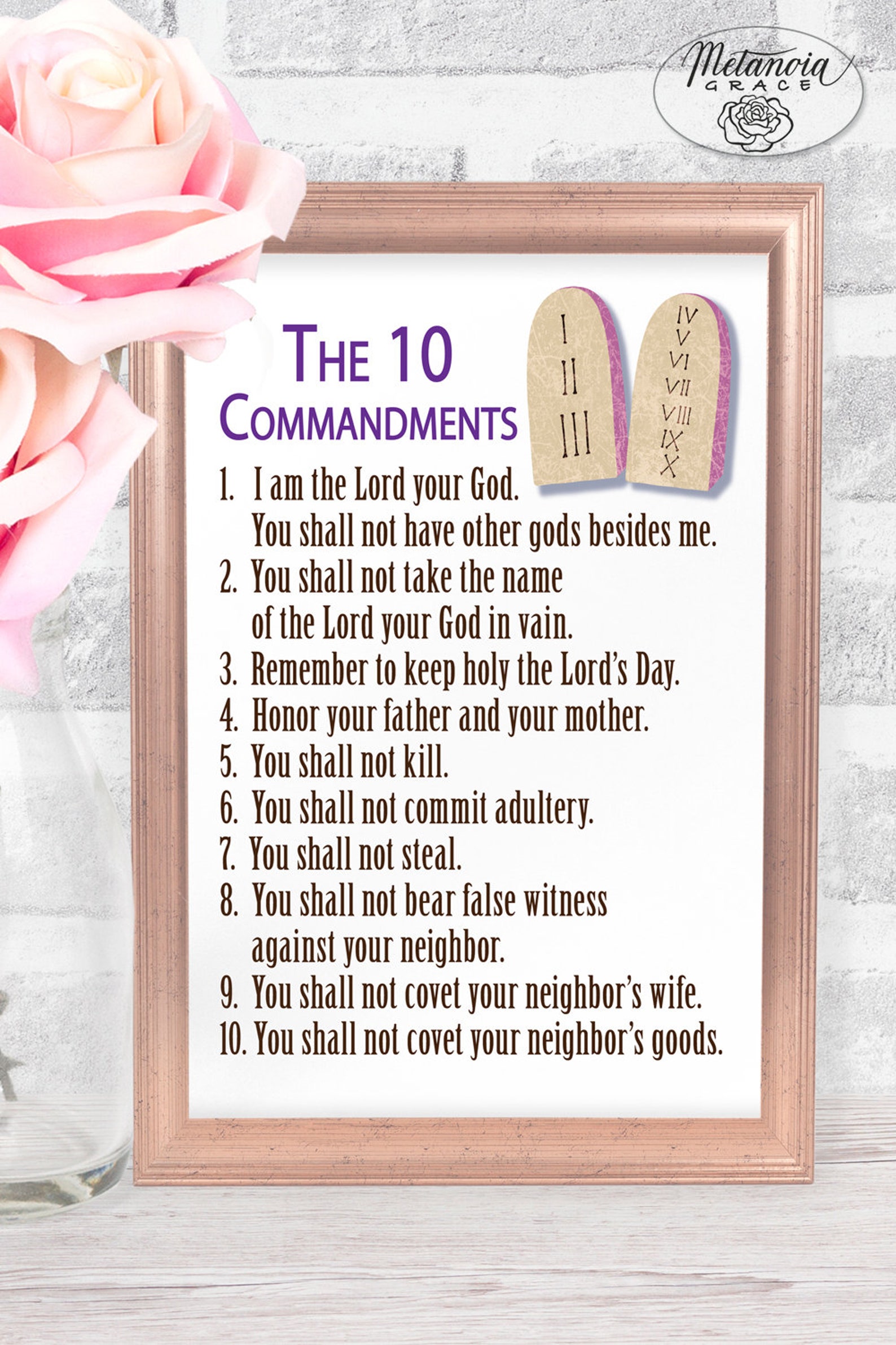 The Ten Commandments Prayer Card Printable Card 10 | Etsy UK