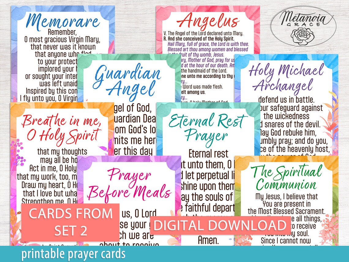 Popular Catholic Prayers Bundle 16 Printable Prayer Cards - Etsy