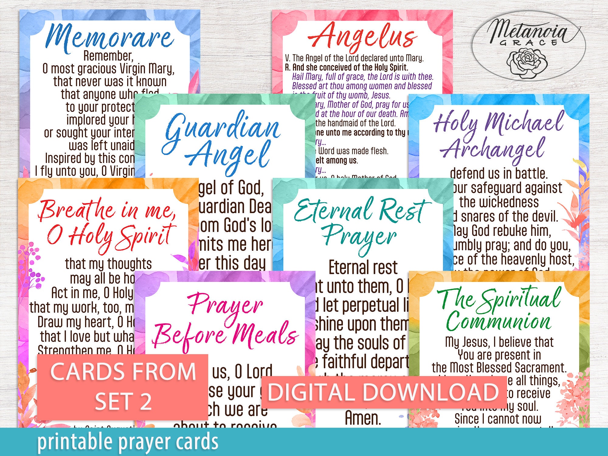 Popular Catholic Prayers Bundle, 16 Printable Prayer Cards, Daily ...