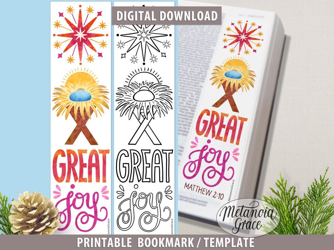 Christmas Nativity Bookmark, Printable Bible Journaling, Great Joy ...