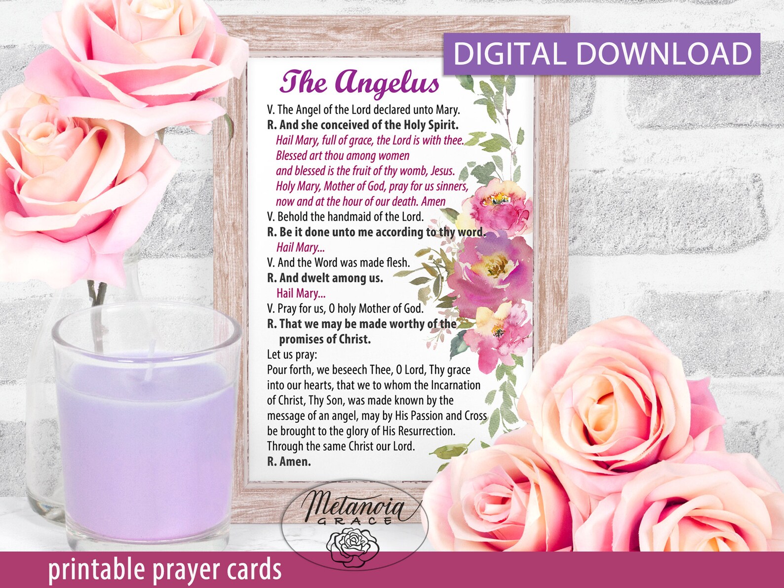 The Angelus Prayer Card the Angelus Holy Card the Angel of - Etsy UK