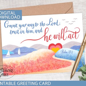 Printable Bible Verse Card, Commit Your Way to the Lord, Psalm Bible ...