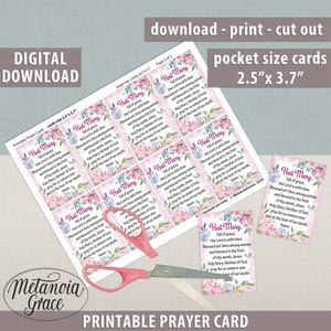 Hail Mary Prayer Card, Printable Our Lady Prayer, Rosary Prayer, Holy ...