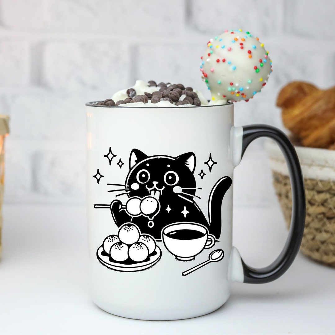 Black Cat Mug, Funny Black Cat Moji Mug, Funny Black Cat Mug, Cute Cat ...