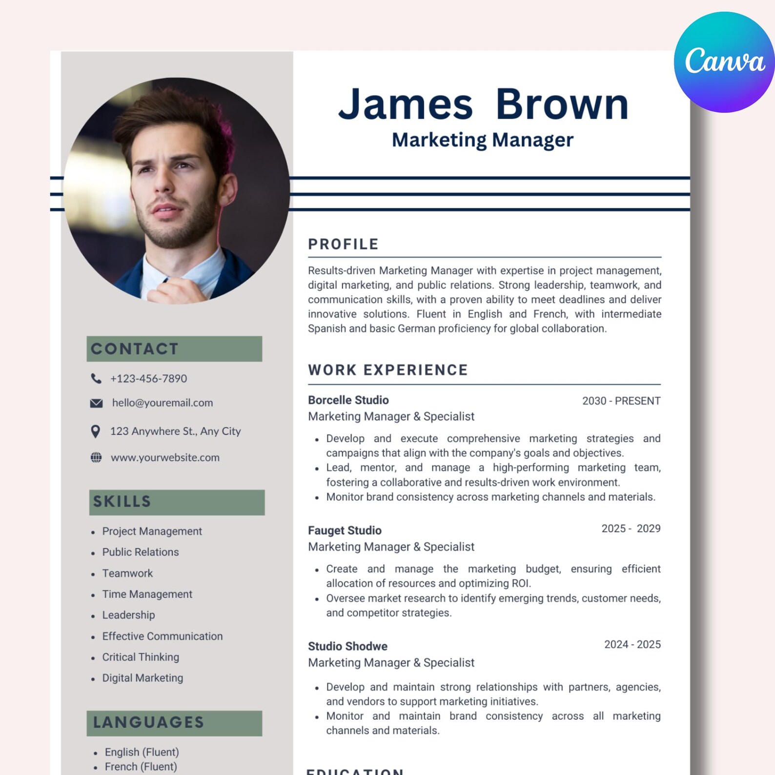 Executive Resume CV Template Canva, Best Professional Resume Template ...