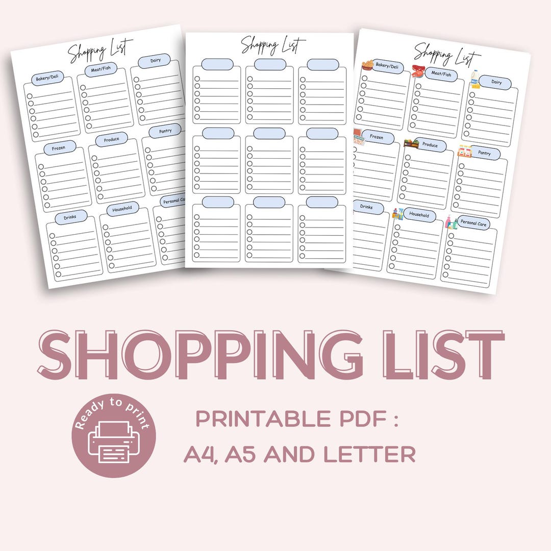 Printable Grocery List Template: Shopping Planner (digital Download) - Etsy