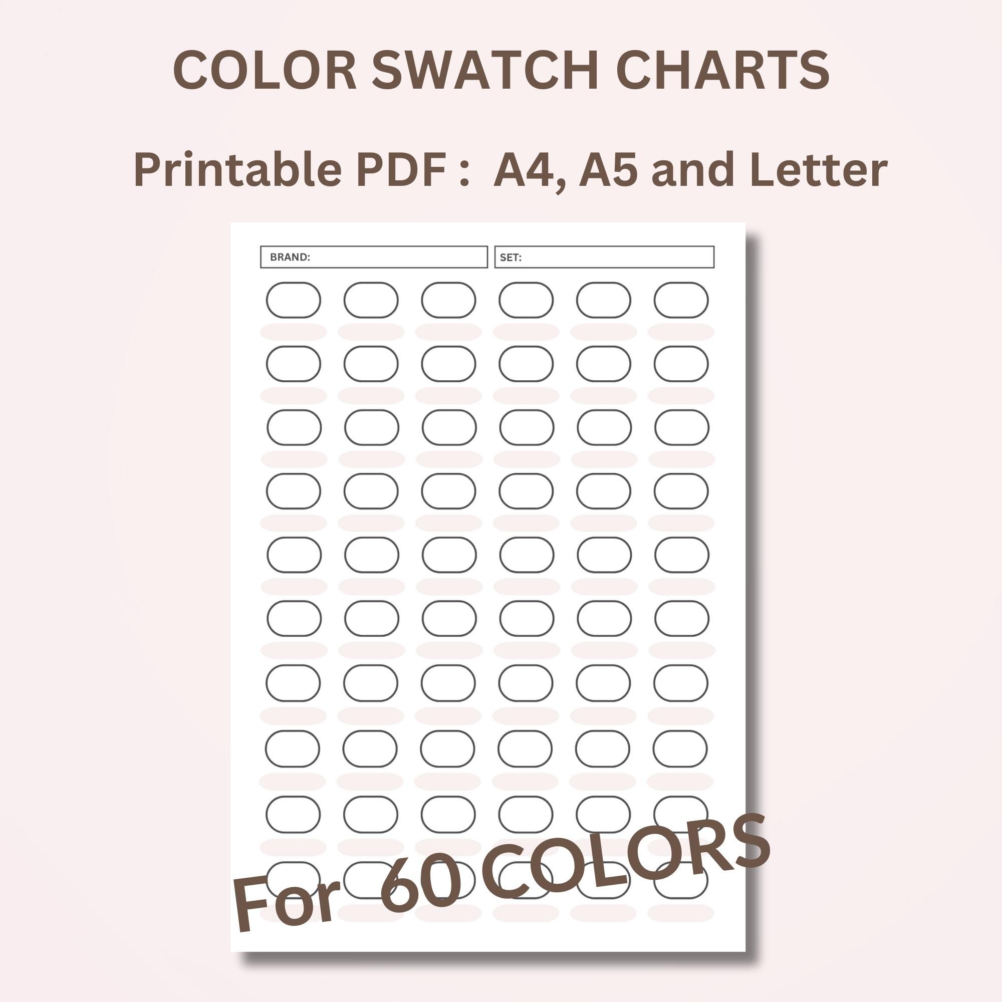 Printable Alcohol Marker Swatch Chart: 60 Colors (PDF) - Etsy