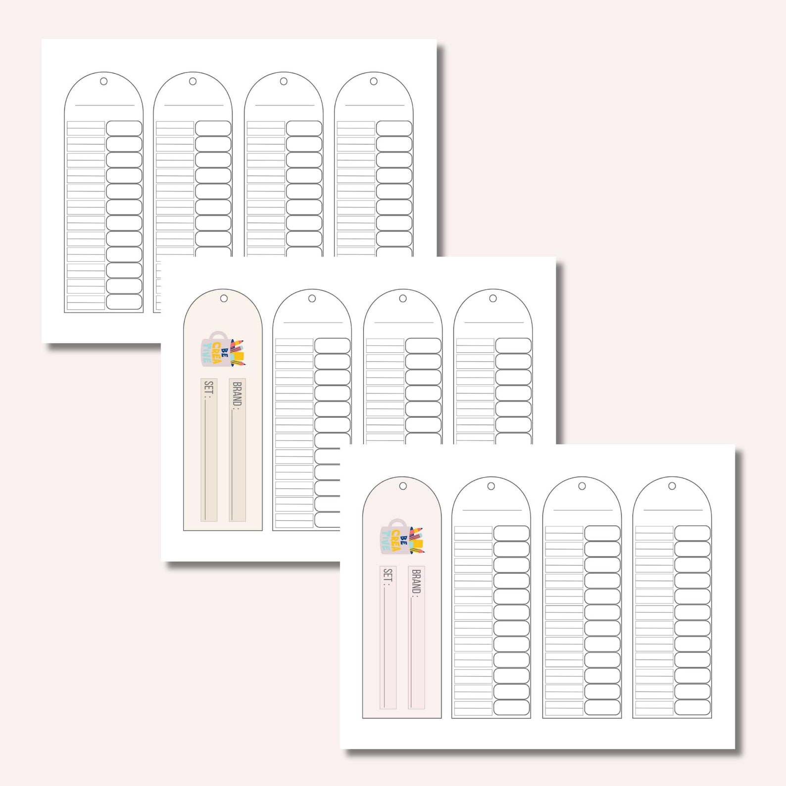 Blank Marker Swatch Cards Printable, Color Chart DIY Keyring, Color ...