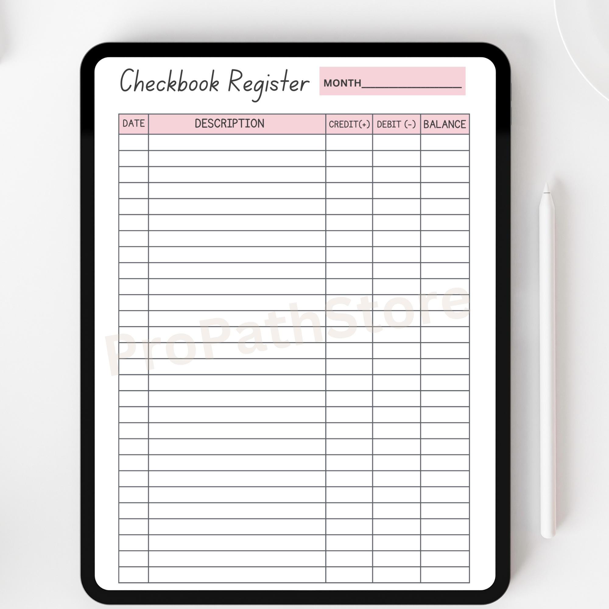 Checkbook Register Printable, Checkbook Register, Budget Planner ...