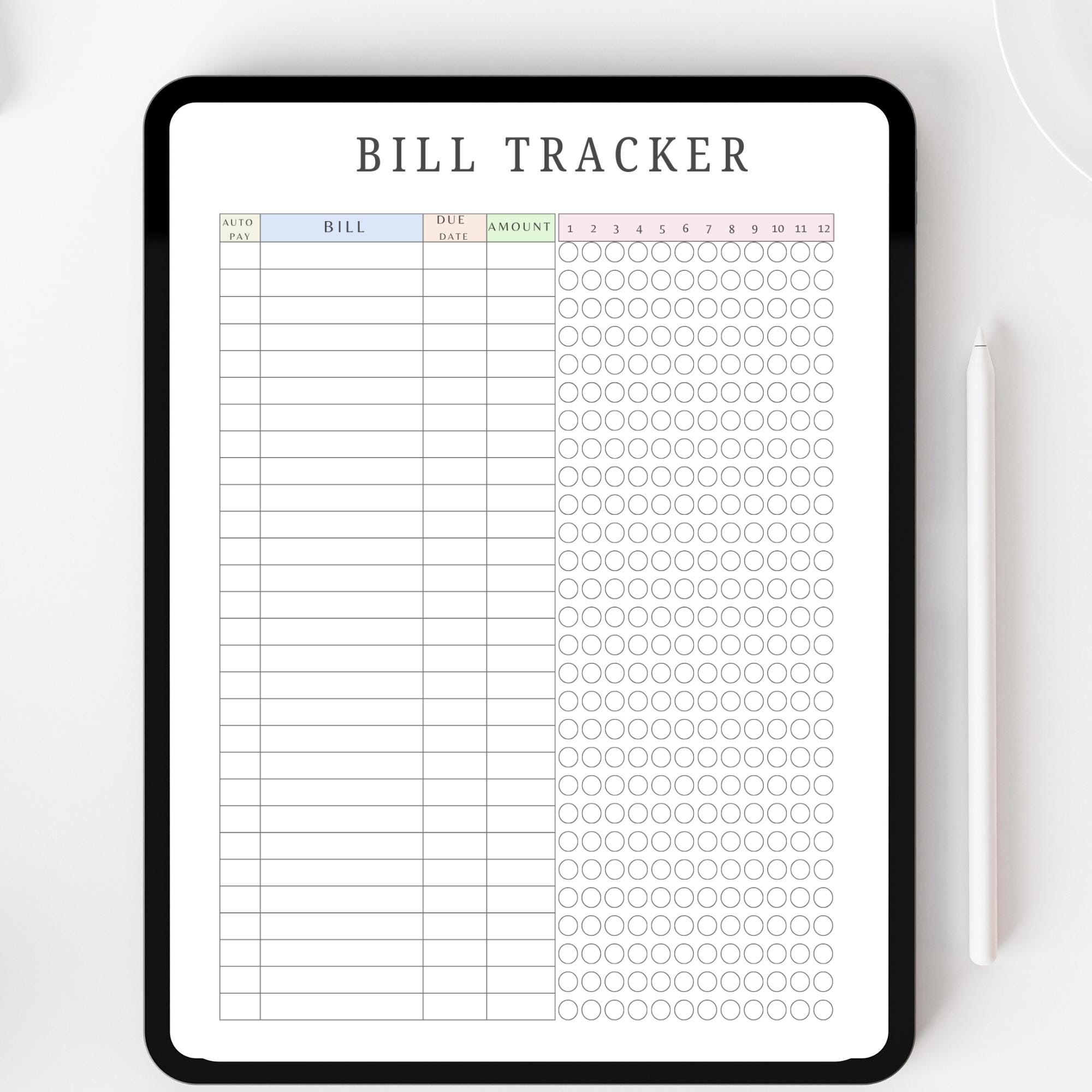 Bill Tracker Printable, Bills Checklist, Bill Payment Checklist, Bill ...