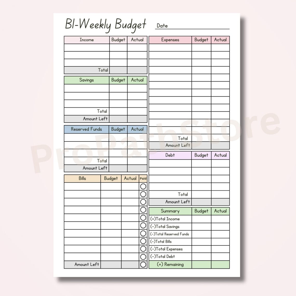 Bi-weekly Budget Printable, Bi Weekly Budget Planner PDF, Budget ...