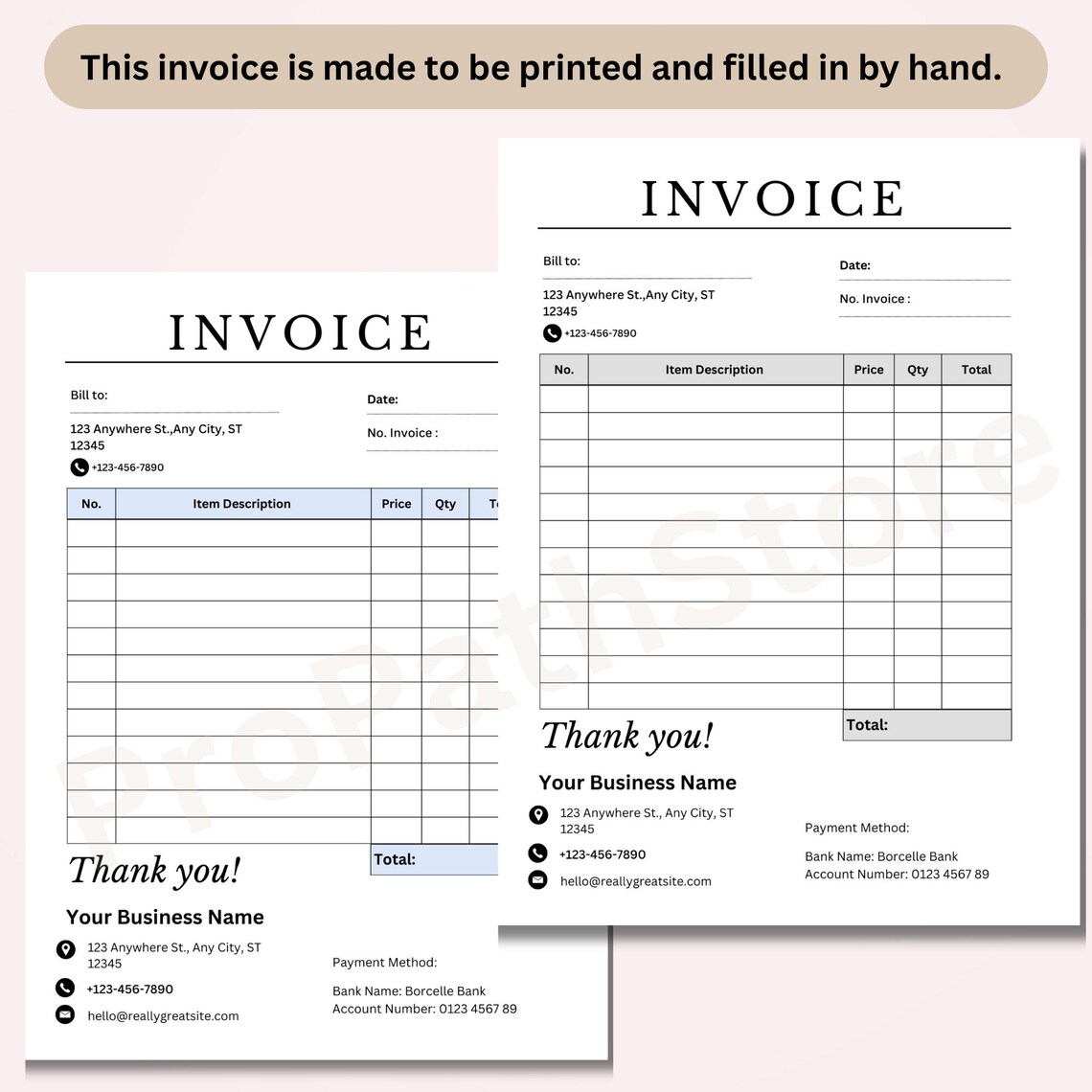Editable Invoice, Invoice Template, Custom Invoice, Editable Invoice ...