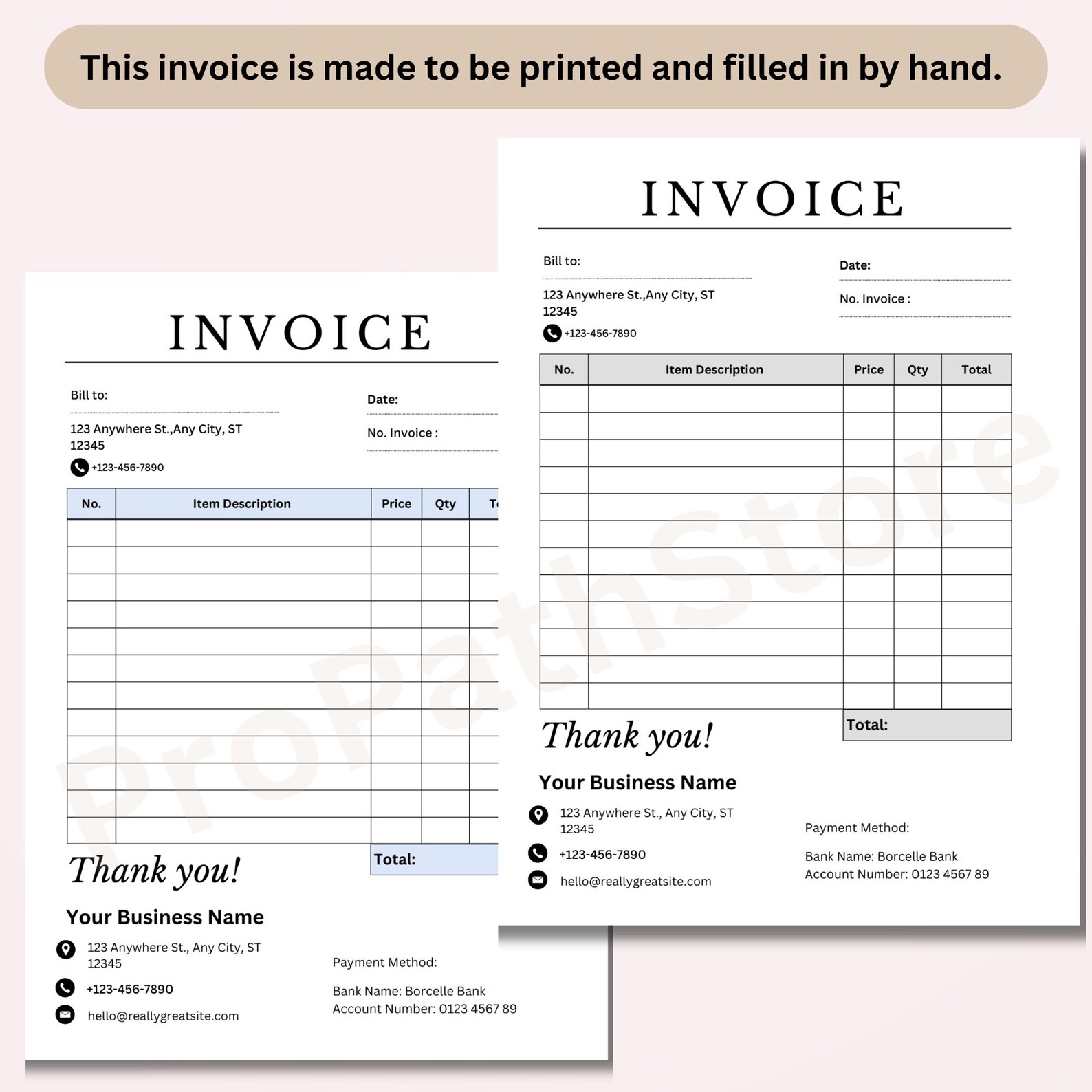 Editable Invoice, Invoice Template, Custom Invoice, Editable Invoice ...