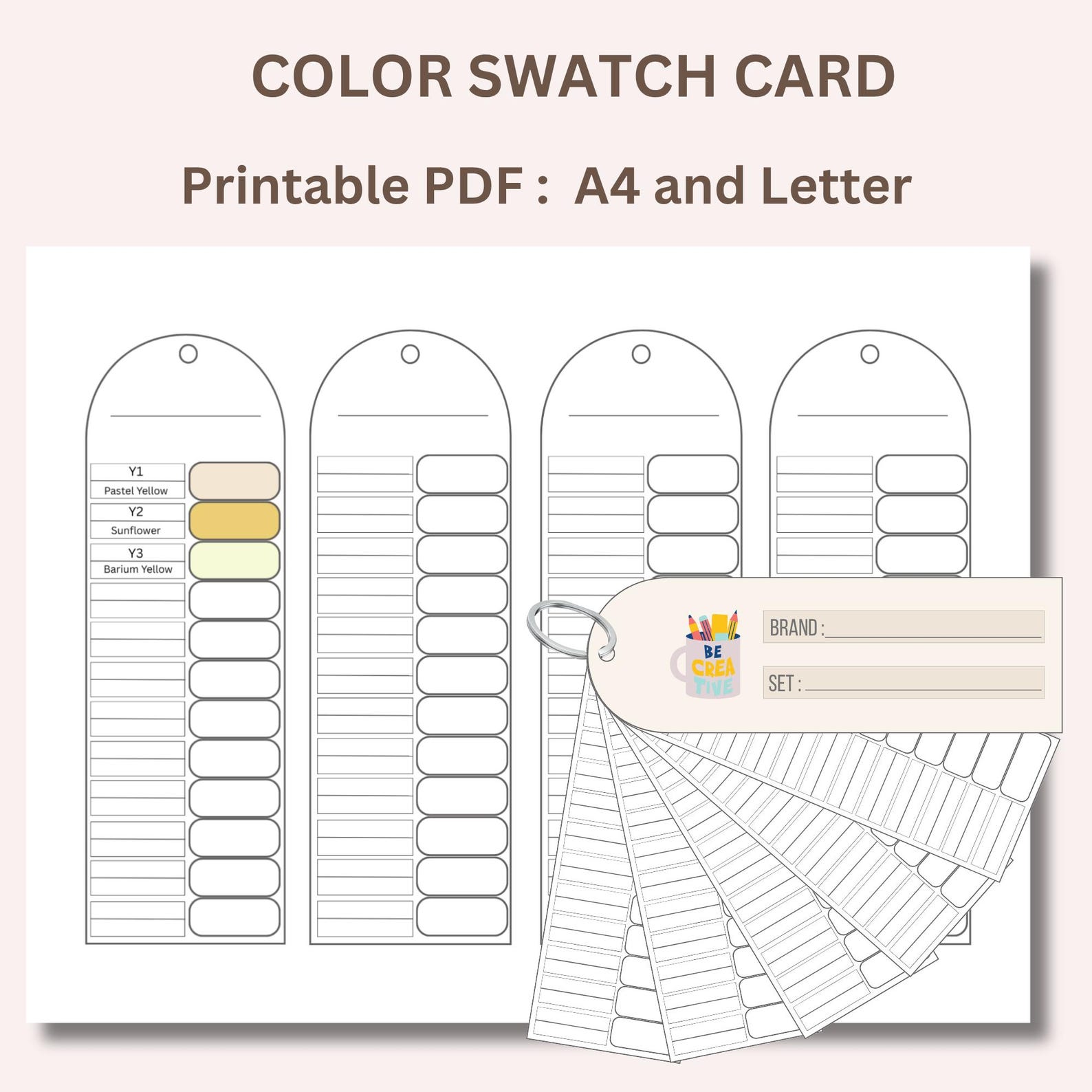 Blank Marker Swatch Cards Printable, Color Chart DIY Keyring, Color ...