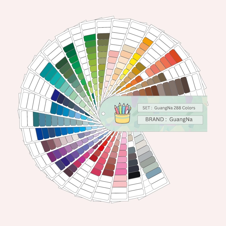 Guangna 288 Color Swatch Cards | Visual Gradient Template (printable ...