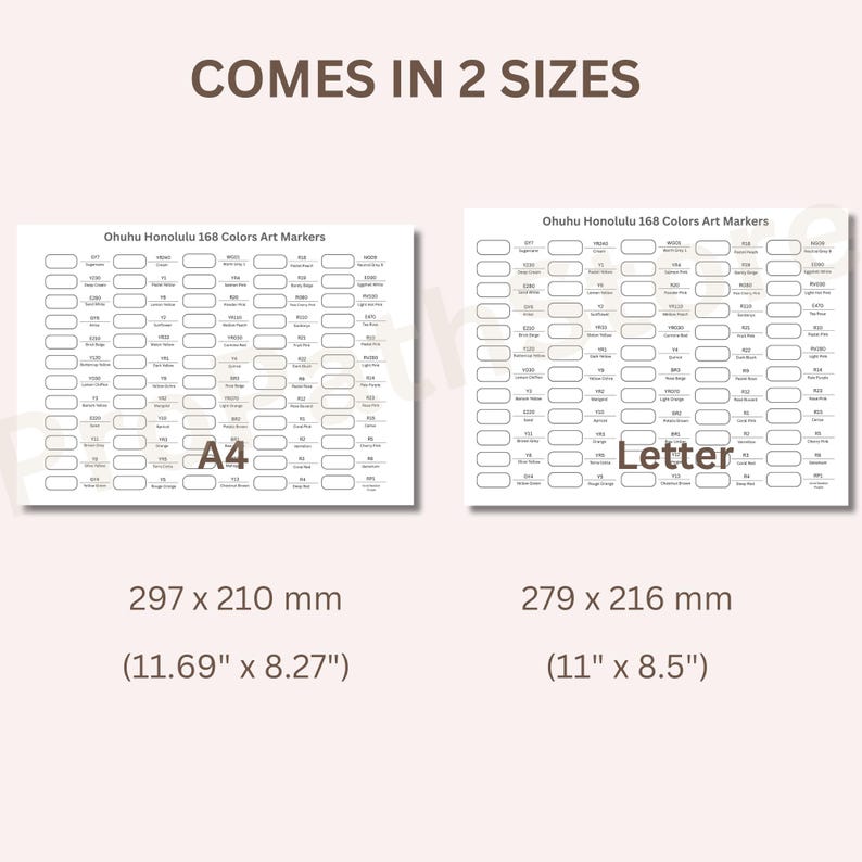 Ohuhu 168 Color Swatch Chart: Honolulu Series (printable PDF A4/letter ...