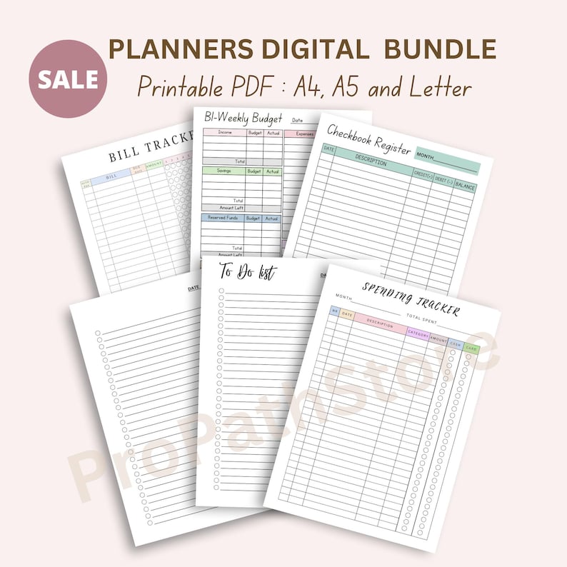 Printable Budget Planner Bundle | Checkbook Register, Bi-weekly Budget ...